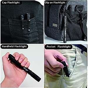 kemaily Handheld Pen Flashlight 150 Lumens Lamp Clip Mini Pen Light Small Pocket Penlight(2 Short)