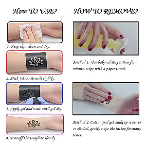 Temporary Tattoo Kit with 6 Colors Semi Permanent Ink DIY Fake Freckles and 64 Patterns Adhensive Stencils for Women Men Kids, Black/Red/Green/Brown/Purple/Blue