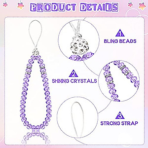 6 Pieces Beaded Cell Phone Lanyard Short Hand Wrist Lanyard Strap Crystal Beads Mobile Phone Chain for Girl Women Cell Phone (Classic Color)