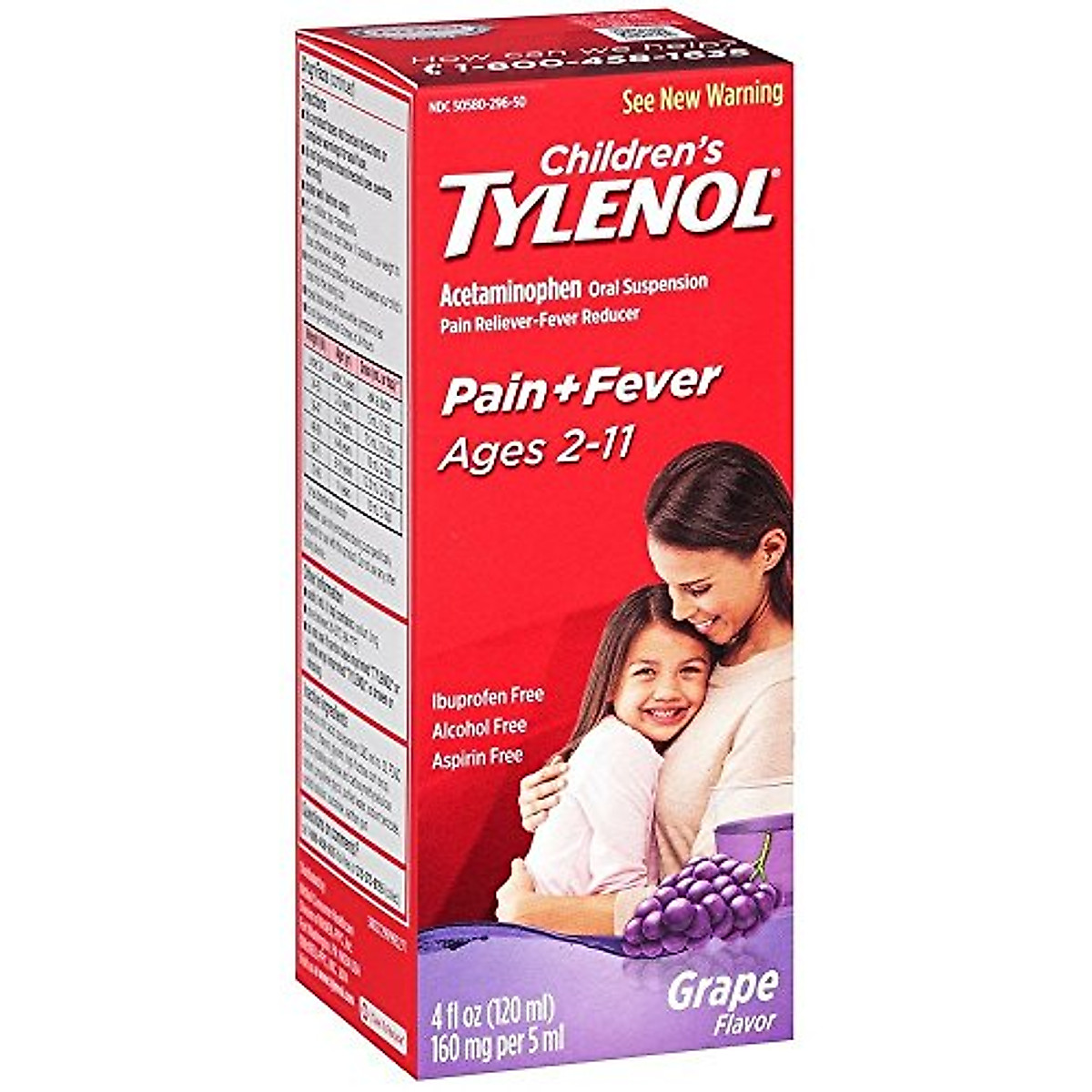 Tylenol Children's Oral Suspension Grape Splash Flavor 4 oz (Pack of 3)