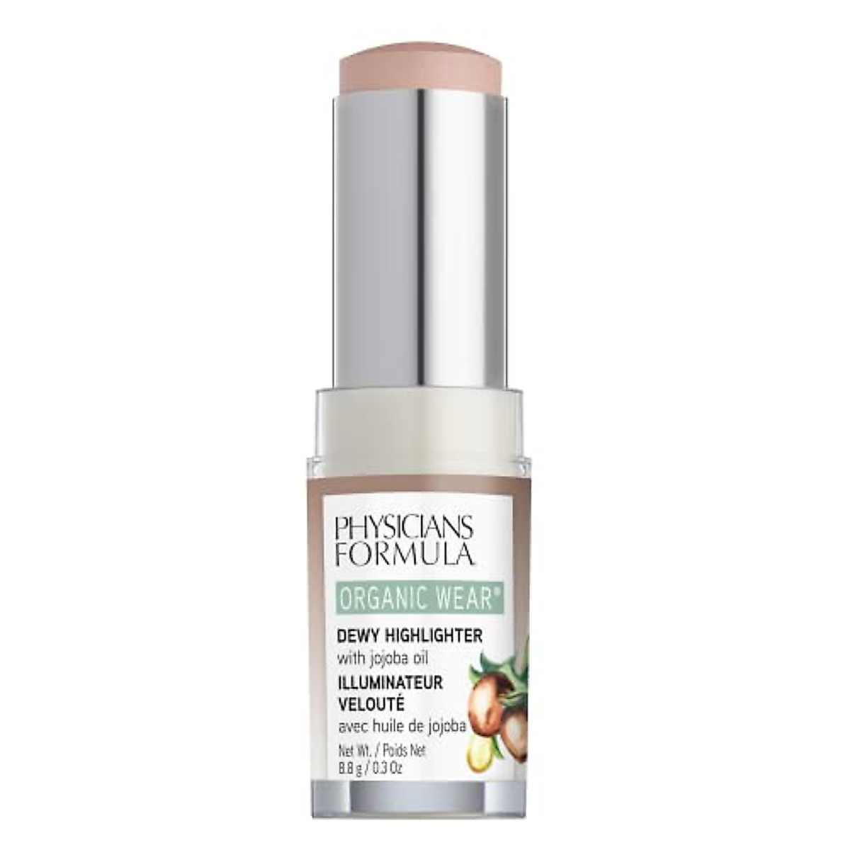 Physicians Formula Organic Wear All Natural Dewy Highlighter Stick Makeup, Stick Cream To Powder, Dew Frost, Dermatologist Tested