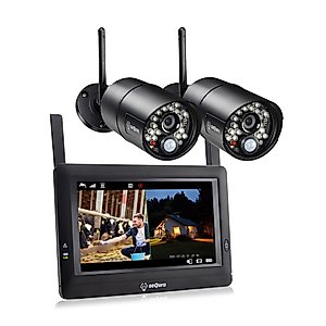 SeQuro-Security-Camera-Monitor-Wireless 720P Outdoor Bullet Cameras, Portable Security Monitor, Night Vision, Waterproof, Motion Sensor Home Surveillance DVR Kits