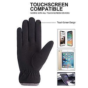 Muryobao Womens Winter Gloves Touchscreen Warm Thermal Soft Lining Elastic Cuff Cold Weather Windproof Gloves Black