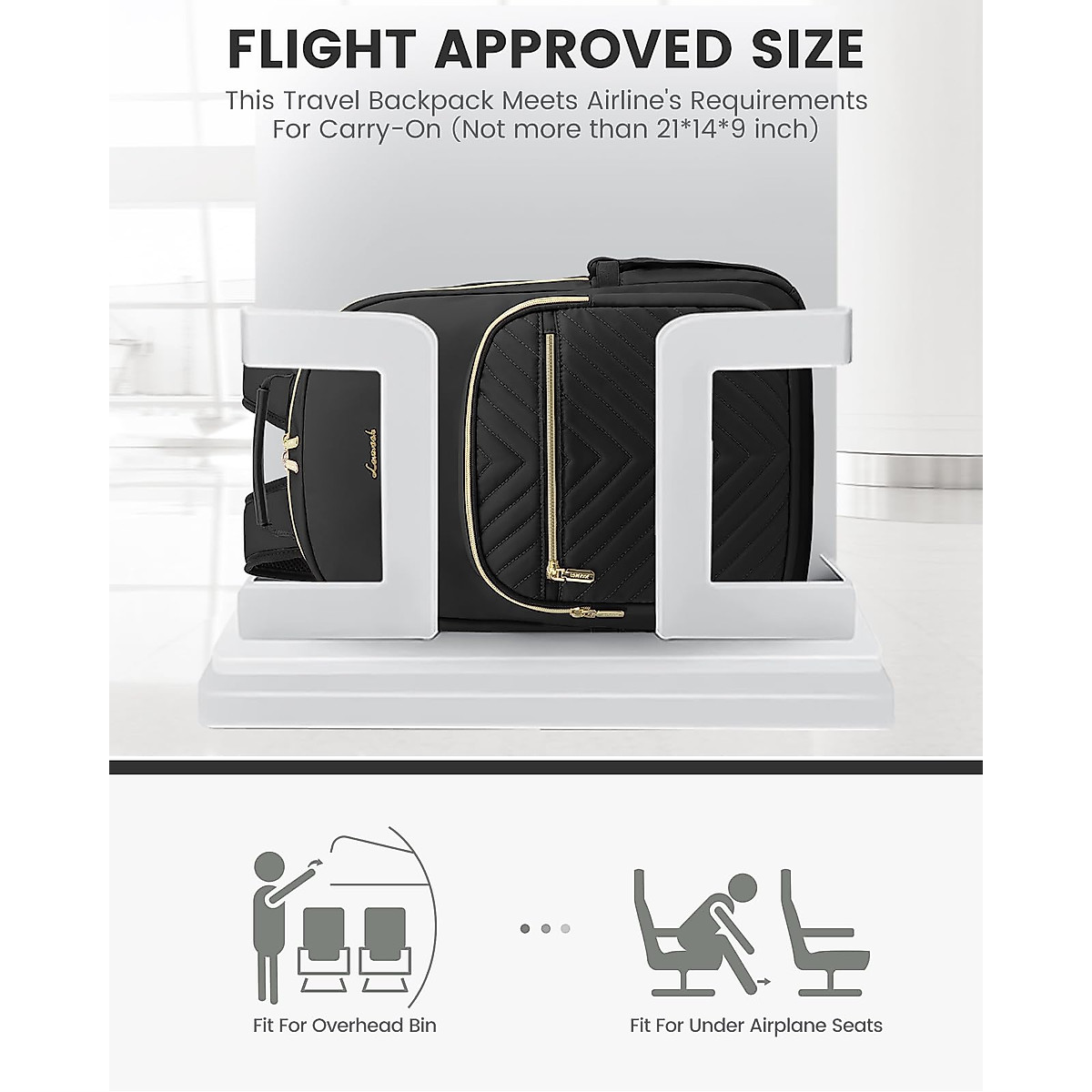 LOVEVOOK Quilted Laptop Backpack Stylish Laptop Bag for Women Work Computer Bags Bookbag Purse,15.6-Inch, Black