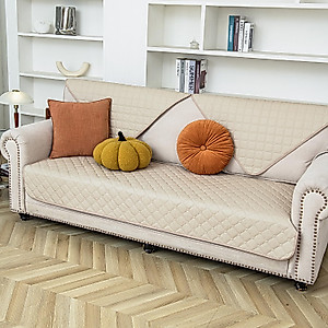 Ameritex Waterproof Dog Couch Cover Faux Leather with Anti-Slip Back New Pattern Pet Bed Cover Furniture Couch Sofa Car Seat Cover for Puppy Kids Cream