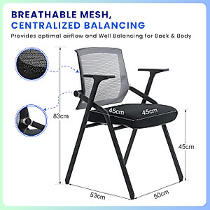 BLANEDUO, 2 Pack Stackable Conference Room Chairs with Paddle Folding Office Chair Foldable Desk Chair Mesh Back and Arms for Conference Meeting Guest Reception Home Office Training Room Chair
