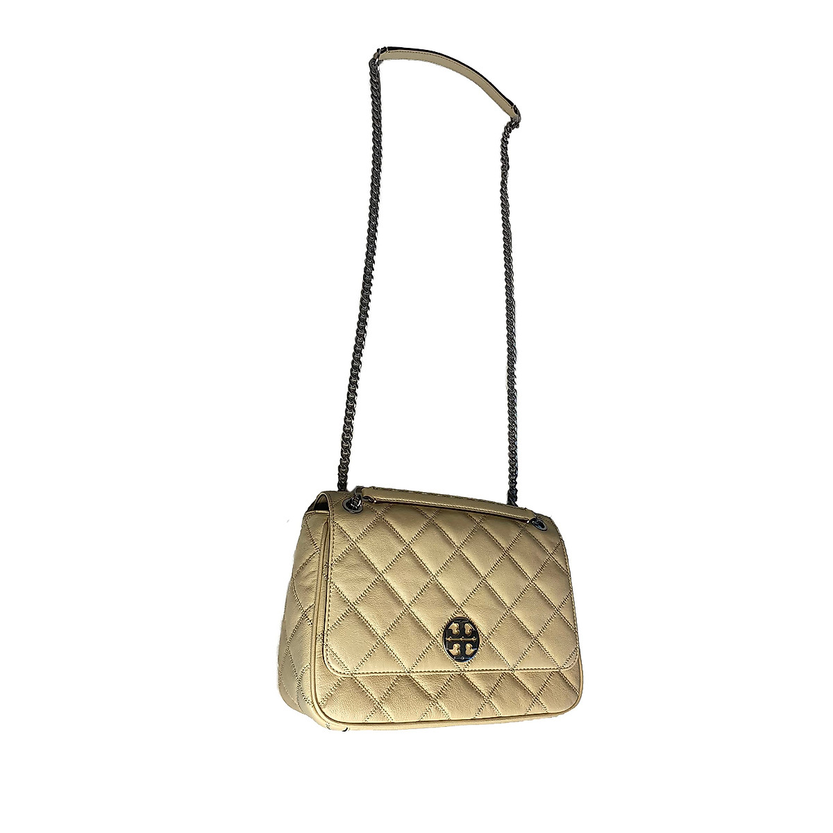 Tory Burch Willa Shoulder Bag New Cream One Size Quilted Leather Convertible Chain Strap