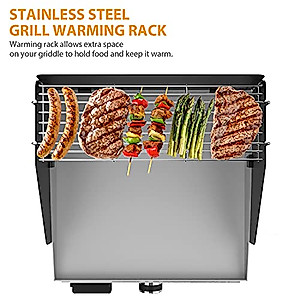 MixRBBQ Griddle Wind Guard and Warming Rack Set for Blackstone 22 Inch Griddle, Outdoor BBQ Cooking Grill Accessories Wind Screen & Cooking Grid