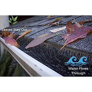 Gutter Filters By GutterBrush - 60 Ft. Prevent Gutter Clogs - Reduce Gutter Cleaning - Protects 6 Inch Gutters - Water Flows While Leaves Are Filtered Out