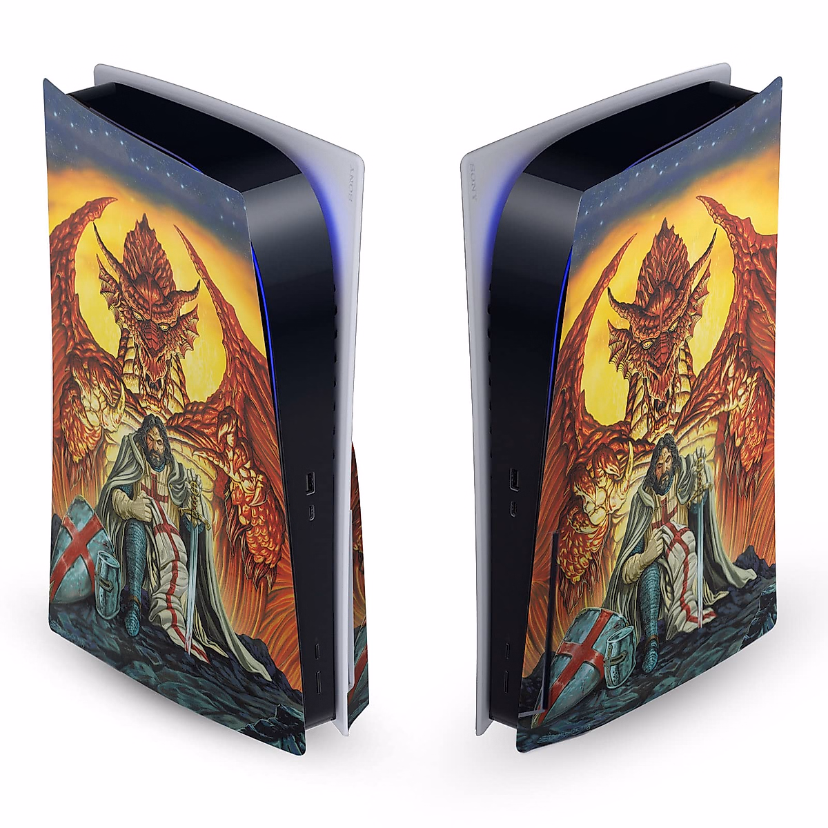 Head Case Designs Officially Licensed Ed Beard Jr Knight Templar Friendship Dragons Vinyl Faceplate Sticker Gaming Skin Decal Cover Compatible with Sony Playstation 5 PS5 Disc Edition Console