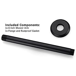 Anpean 8 Inch Shower Arm and Flange Matte Black, Ceiling Mounted Shower Arm for Rain Shower Head