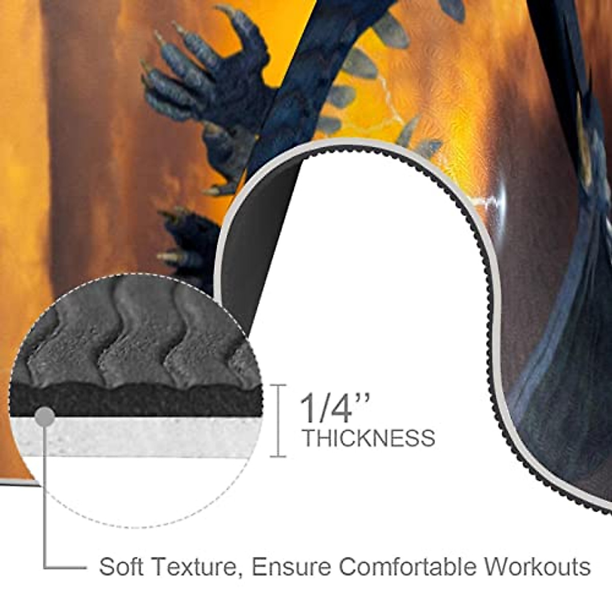 Yoga Mat, Yoga Mats for Home Workout, Workout Mat, Exercise Mats, Pilates Mat, Dragon and Fish