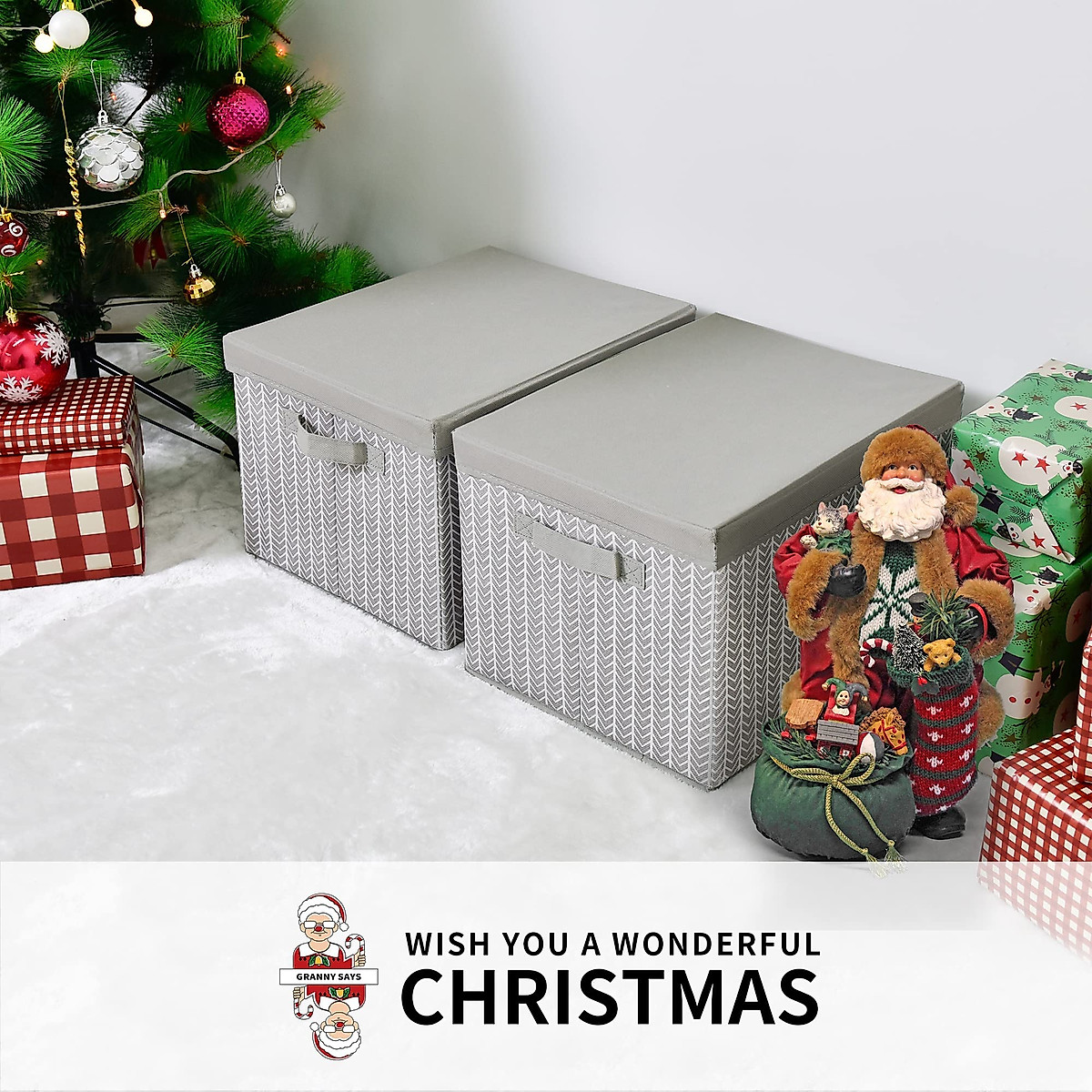 GRANNY SAYS Bundle of 3-Pack Storage Containers & 3-Pack Storage Cubes for Organizing