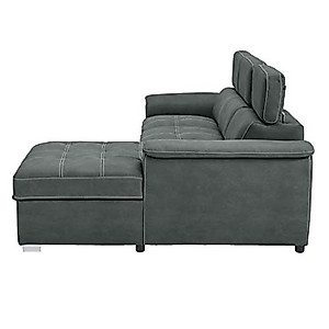 Homelegance Ferriday 98" x 66" Sectional Sleeper with Storage, Gray