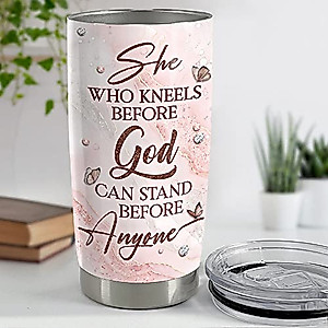 SANDJEST Personalized Black Queen Tumbler Faith Black Women Bible 20oz 30oz Tumblers with Lid Gift for African American Afro Black Girl Encouragement Birthday Women Day