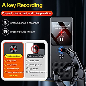 JHSNOEL 64GB Digital Voice Recorder:One-Key Recording Password Protection 28 Hours of Continuous Recording is Possible MP3 Player for Lectures Meetings Interviews,Device with Playback,Variable Speed