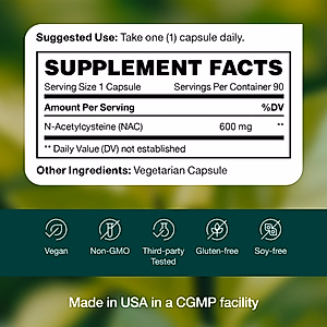 NAC Supplement - N Acetyl Cysteine - High Dosage 600mg - Amino Acids - Vegan Friendly - Pure NAC Powder - 90 Capsules