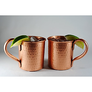 Alchemade 100% Pure Hammered Copper Mug Set - Set of 2 14 Oz Cups For Moscow Mules, Cocktails, Or Your Favorite Beverage - Keeps Drinks Colder, Longer