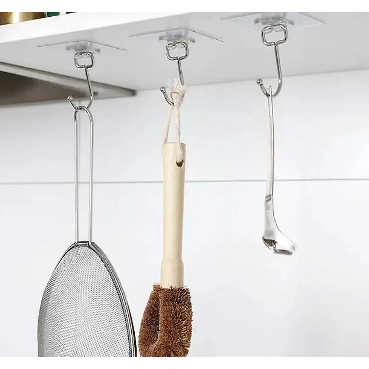 Generic Ultra Strong 50lb (Max) Transparent Self-Adhesive Hooks - Heavy-Duty Wall Hooks for Kitchen, Bathroom, Ceiling, and More - The Ultimate Organizational Solution (Pack of 10), ZJH-G-BST008