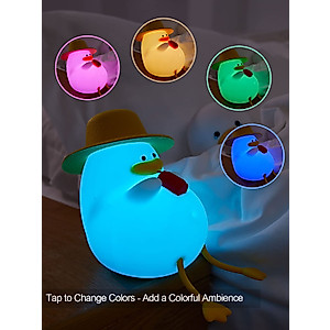 anmones Night Light for Kids - Happy Duck Premium Silicone Lamp, Cute and Dimmable Nightlight for Soothing Bedtime Ambience, 𝑴𝒖𝒍𝒕𝒊𝒑𝒍𝒆 𝑵𝒊𝒈𝒉𝒕𝒍𝒊𝒈𝒉𝒕𝒔 White XR-MM-L22067