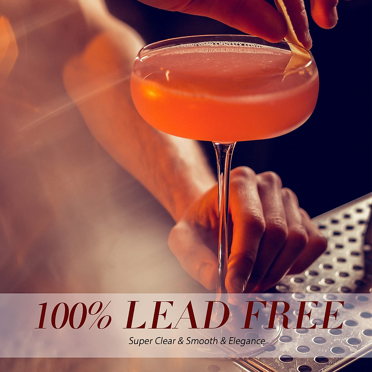 Chouggo Set of 6 Martini Glasses, Act Deco 7Oz Crystal Coupe Glass with Unique Convex Bottom, Elegant Hand Blown Cocktail Glasses for Bar, Martini, Cosmopolitan, Manhattan, Gimlet, Pisco Sour