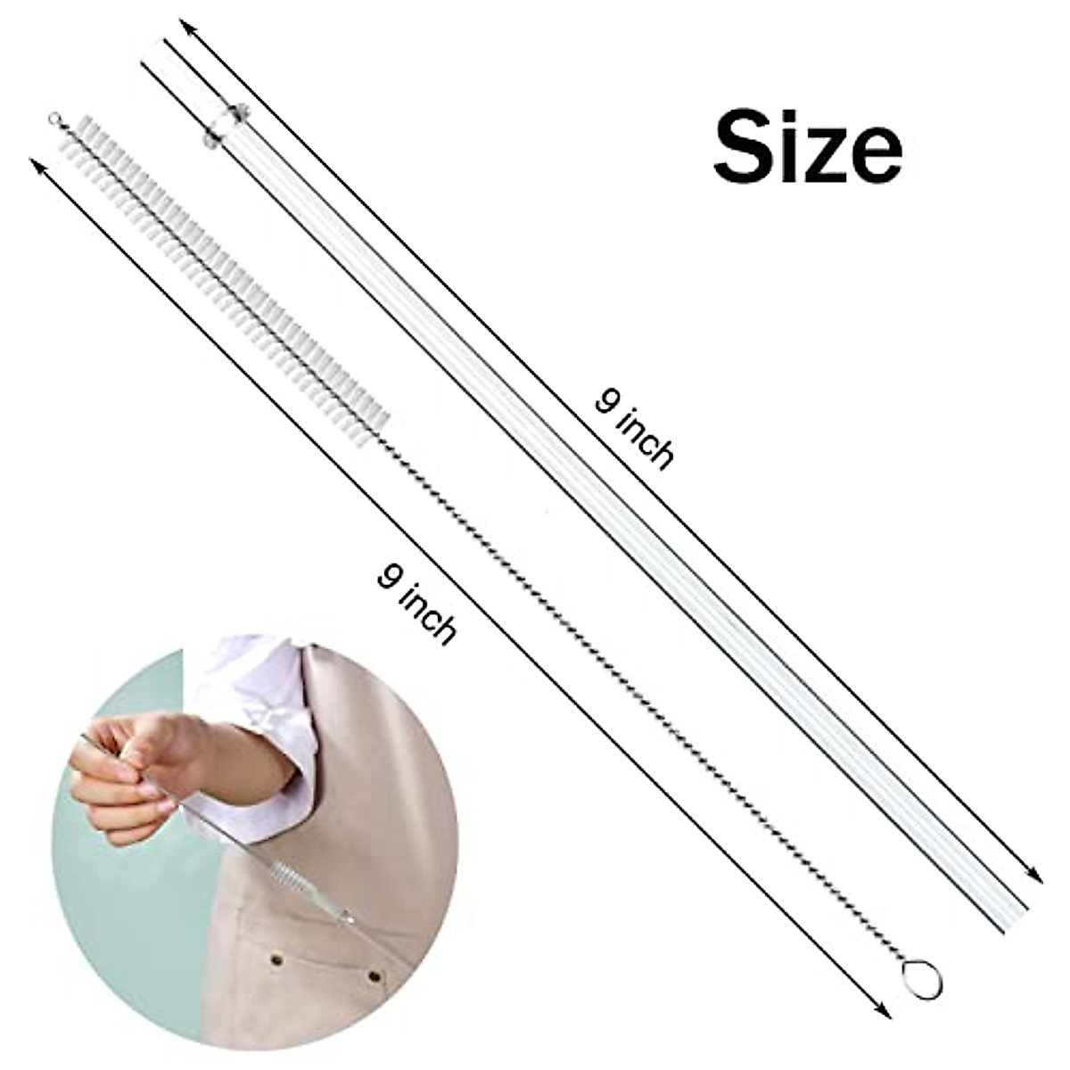 AIZIXIN Clear Reusable Hard Plastic Straws for Yeti/Rtic Tumblers, Tall Cups and Mason Jars, 9inch, Pack of 18,Unbreakable Drinking Straw with 2 Cleaning Brush