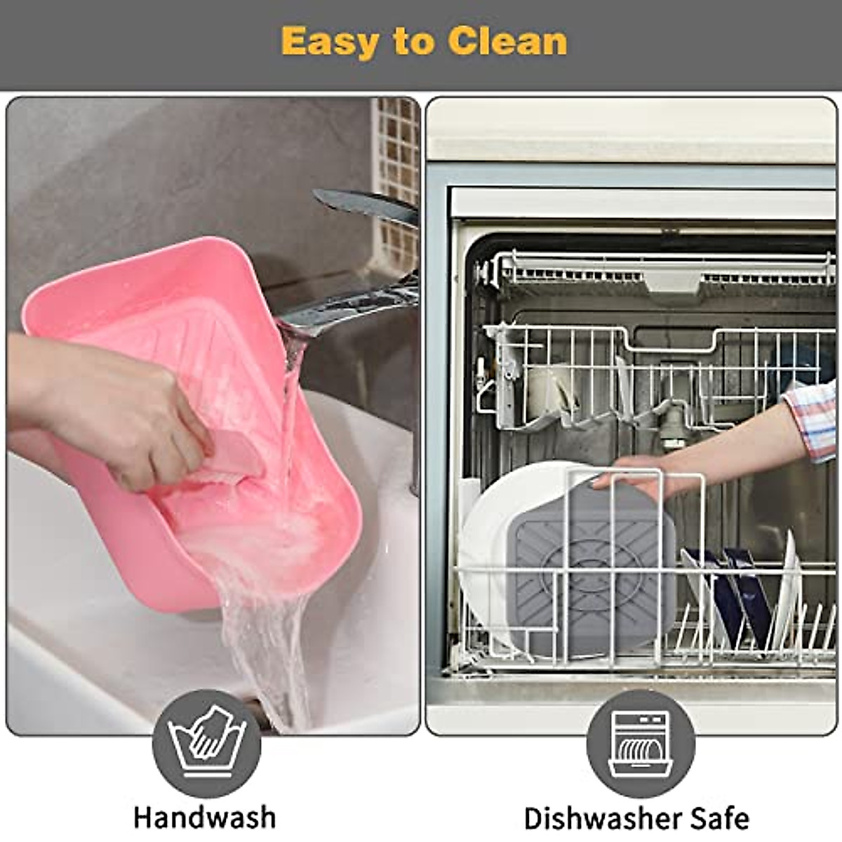 OUTXE 2-Pack 10 QT Silicone Air Fryer Liners for Ninja Dual Zone DZ401/DZ550, Reusable Rectangular Air Fryers Silicone Pot Inserts for Oven Microwave Accessories (Grey+Pink)