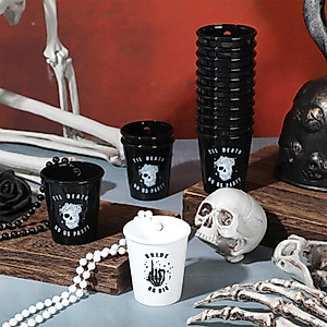 Norme 16 Pcs Bride or Die Plastic 2 oz Shot Glass Necklaces Till Death Do Us Party Halloween Bachelorette Party Decorations with Plastic Beads Gothic Skull Bridal Shower Party Favor for Wedding Supply