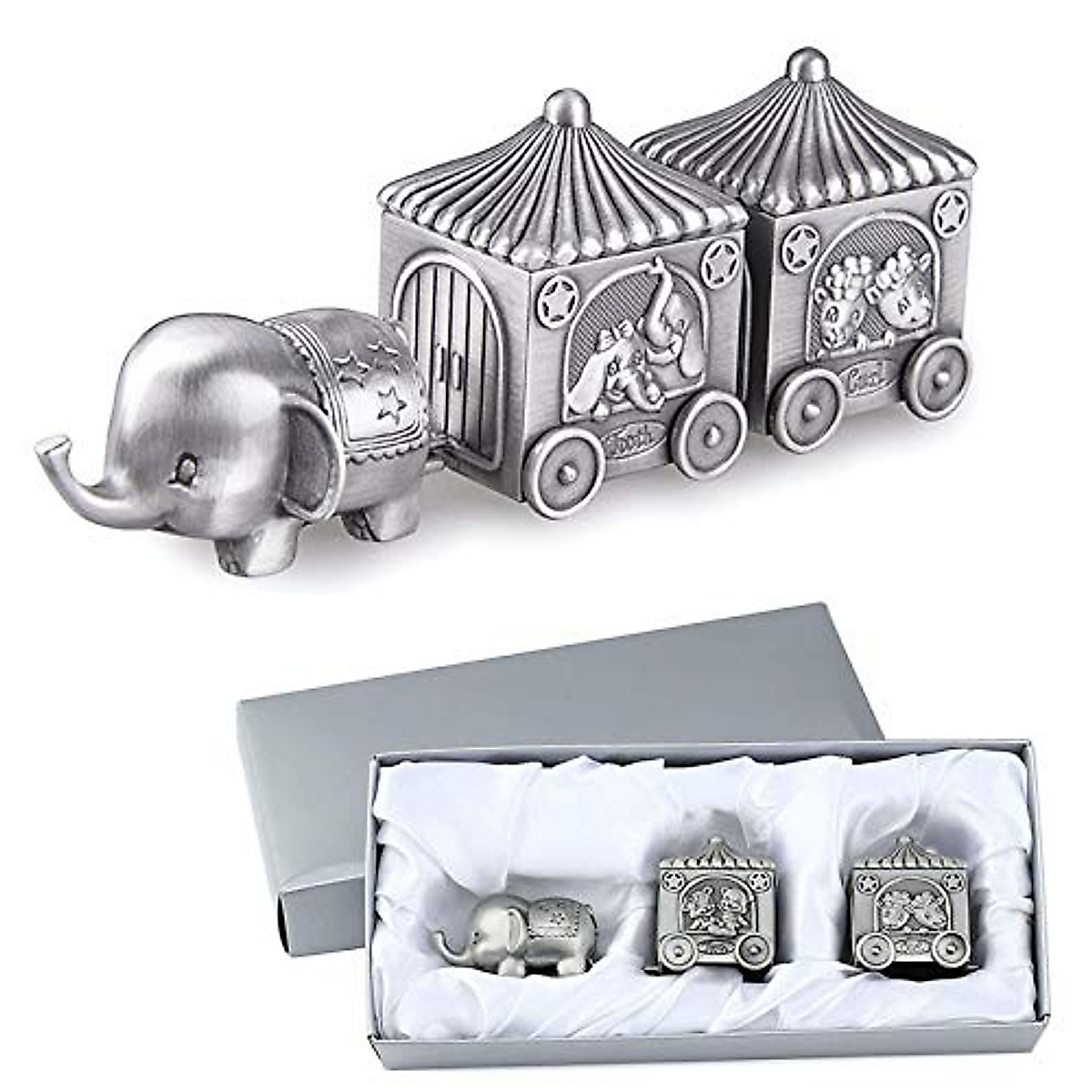 Baby Tooth Box, Kids Keepsake Organizer for Baby Teeth, My First Tooth and Curl Keepsake Box Set, Cute Children Silver Tooth Holder to Keep The Childhood Memory (Style 3)