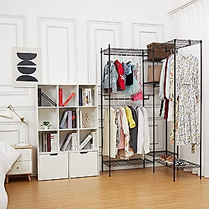 Clothing Rack with Shelves,Large Heavy Duty Wire Garment Rack,Adjustable Clothes Racks for Hanging Clothes,74x 18x 78.4Inches,Metal Rack for Bedroom (Diameter 19mm,Horizontal/L Shape Combination)