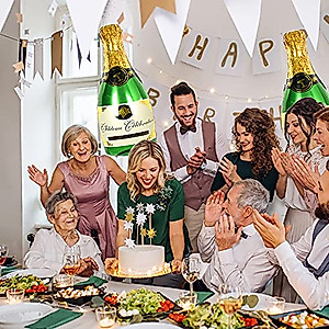 4 Pcs Aluminum Foil Green Champagne Balloon Bottle Mylar Film Balloon for Birthday Engagement Bachelorette Party Bridal Shower Wedding Celebration Anniversary Decorations …