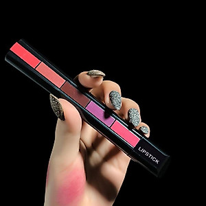 Dulele 5 Color Matte Lipstick Set Velvet Lip Stick Non-stick Lip Gloss Long Lasting Waterproof Red Lipstick Makeup Mini Lipstick Set (B, M)