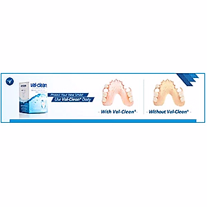 Val-Clean Concentrated Denture Retainer Partials and Night Guard Cleaner Powder BUNDLED with Denture Cleaning Brush AND Handy Denture Care Reference Card