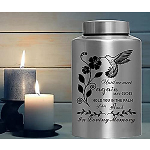 Cremation Urn for Ashes Large Urn for Human Ashes Memory Decorative Funeral Burial Urn Keepsake for Male Female Ashes with Velvet Bag up to 220 lbs Hummingbird Tree of Life Stainless Steel