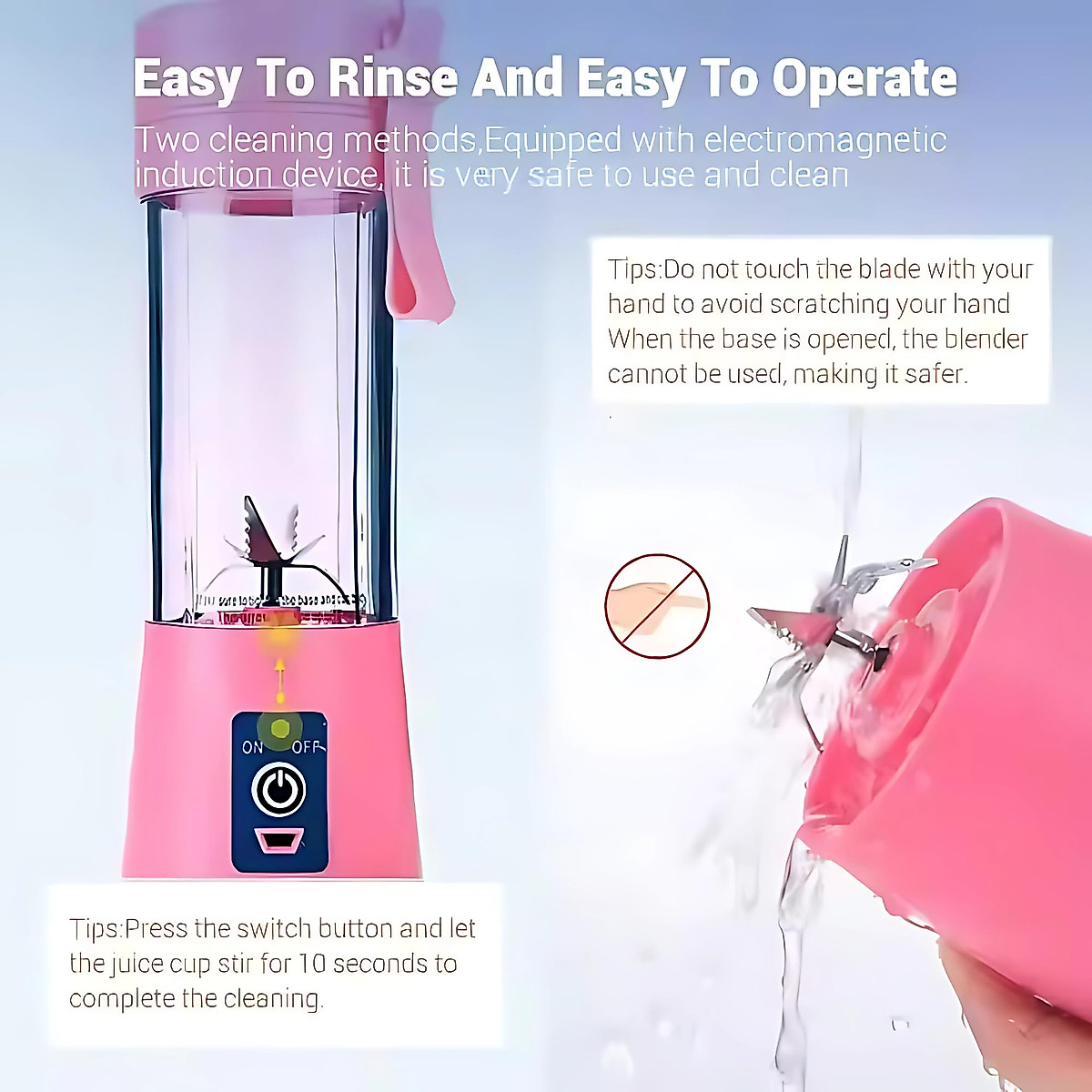 ASTHAN - Compact, Travel Size, USB Rechargeable 12 Oz Portable Handheld Blender with Powerful Motor: Perfect for Smoothies, Shakes, Fruit/Veggie Juicer & Baby Food