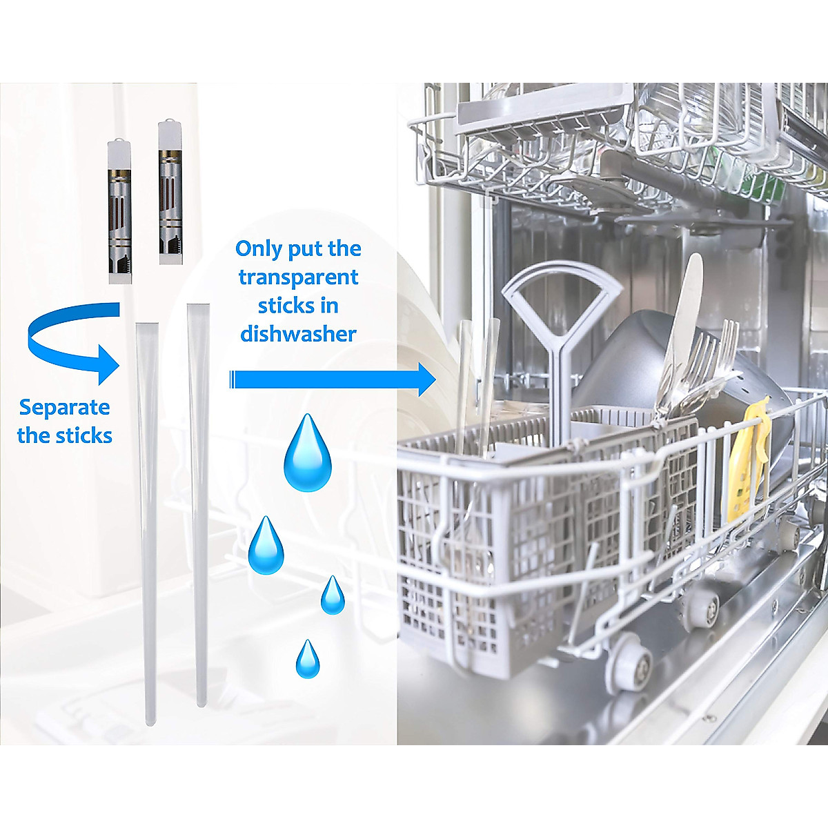 Everyday Delights LED Light Up LightSaber Chopsticks, 2 pairs (Red & Blue), Reusable Durable Eco-friendly Lightweight Portable BPA Free Food Safe Kitchen Dinner Party Utensil Tableware Toy Gift