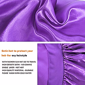 Weradau Pack of 2 Satin Sleeping Bonnet Women Elastic Satin Bonnet Sleep Cap, Adjustable Satin Shower Cap Hair Bonnet