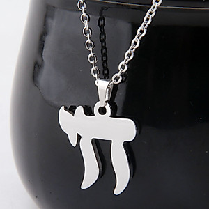 KUIYAI Jewish Chai Necklace Bar Mitzvah Bat Mitzvah Gift (chai Necklace Silver)