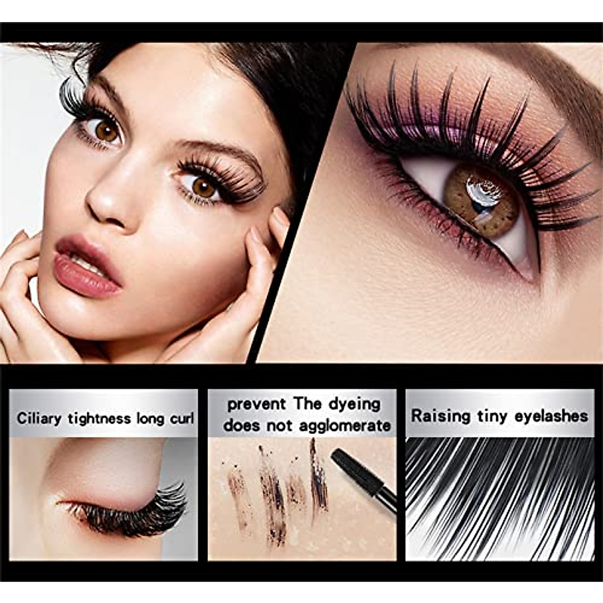 My Amazing Lashes Mascara Black Volume and Length Waterproof Smudge Proof 4D Silk Fiber Lash Mascara Natural Long Lasting Silk Fibre Mascara Longer Volumizing and Lengthening Mascara for Women (2 Pcs)