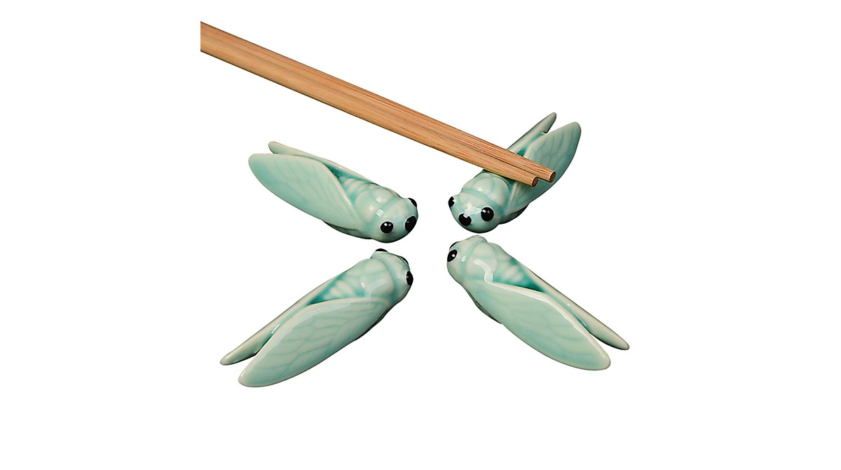 EORTA Ceramic Cicada Chopstick Rests - 4 Pack