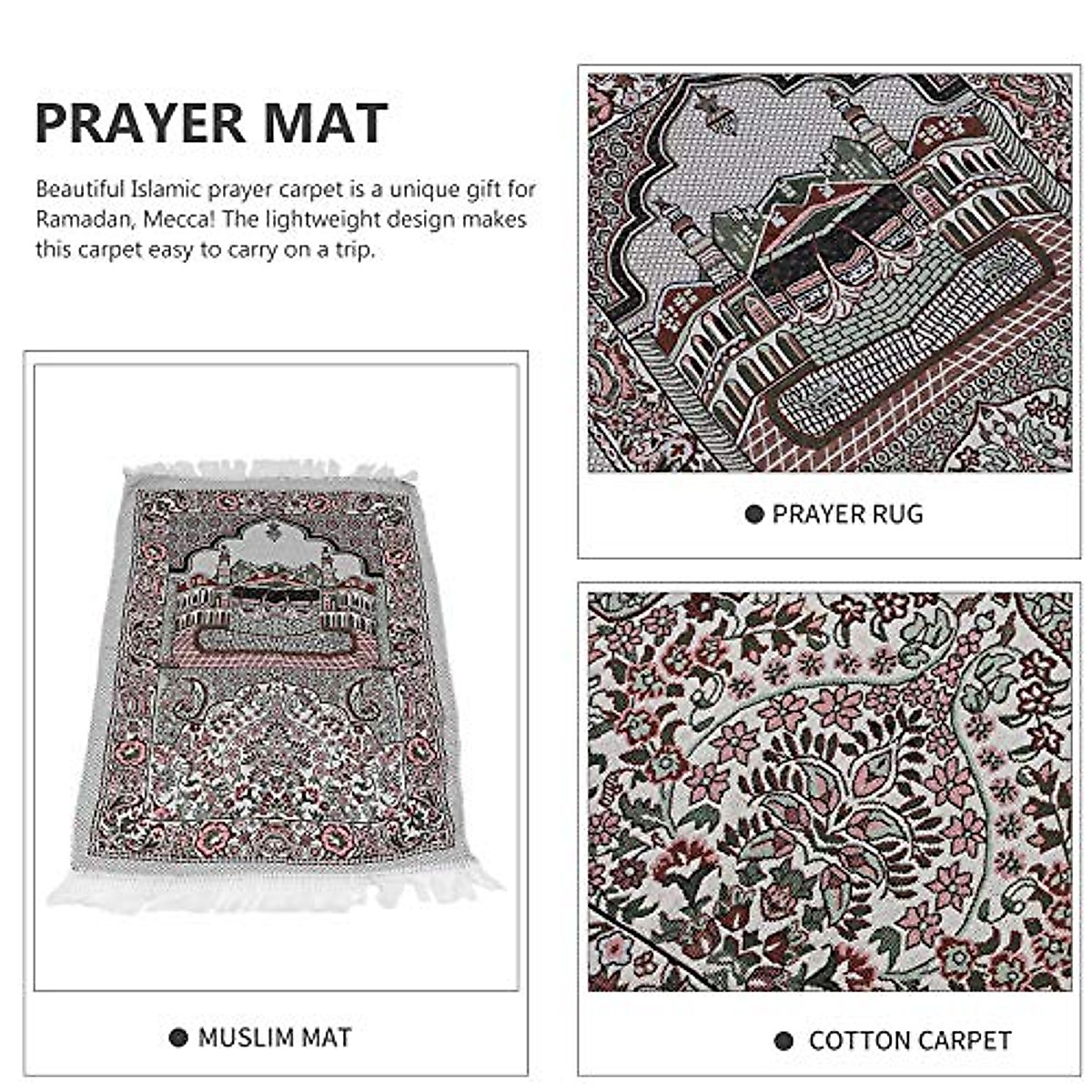 ABOOFAN 1 Pc Muslim Prayer Mat Mosque Comfortable Prayer Rug Portable Prayer Rug