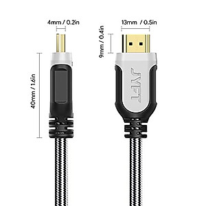 JYFT HDMI Cable 6ft - HDMI 2.0 (4K @ 60fps), High Speed with Ethernet 18Gbps, Audio Return, Video 4K 2016P HD, 1080P 3D, Blue-ray, Support Apple TV, Xbox, PS3, PS4, HDTV, 1Pack