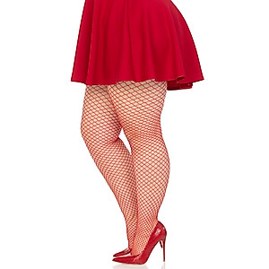 Leg Avenue Women's Spandex Industrial Fishnet Tights, Red, One Size