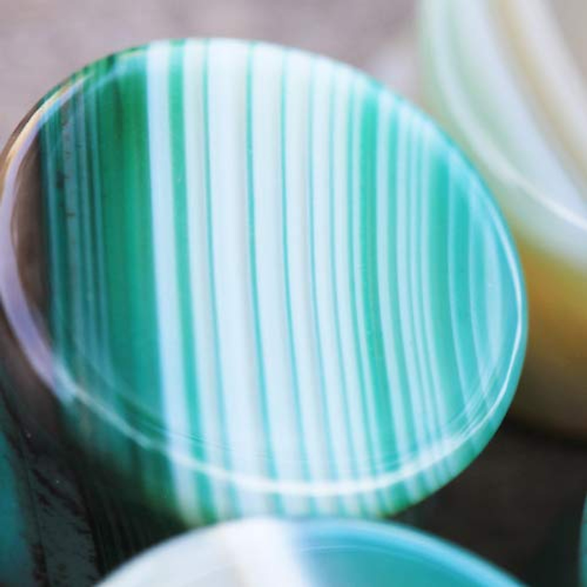 Pierced Owl Green Agate Natural Stone Saddle Plugs, Sold as a Pair (14mm (9/16"))