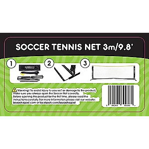 Bazookagoal Portable Soccer Tennis Net 9.8x3.3ft Complete Set – Adjustable and Foldable Training Tennis Net for Kids and Adults