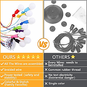 Ymlii Kids Colorful Chandelier, Ceiling Spider Light Fixture, Ajustable DIY Pendant Lamp for Boys Girls Bedroom Playroom Classroom Dining Room,‎ E26 10 Arms Lights