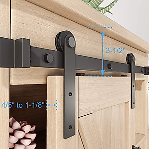 ZEKOO 5FT Super Mini Sliding Barn Door Hardware Kit for Single Door Cabinet, Small Barn Door Hardware Track Kit for TV Stand, Cupboards, Storage Cabinets, Wardrobes, I Shape Hanger (No Cabinet)