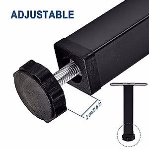 Bed Adjustable Legs, 9.8inch Metal Furniture Support Legs Foot Retractable Heavy Duty Bed Center Frame Height Slat Support Leg for Cabinet Sofa Platform Bed Frame Replacement Parts 1 Pcs (Black )