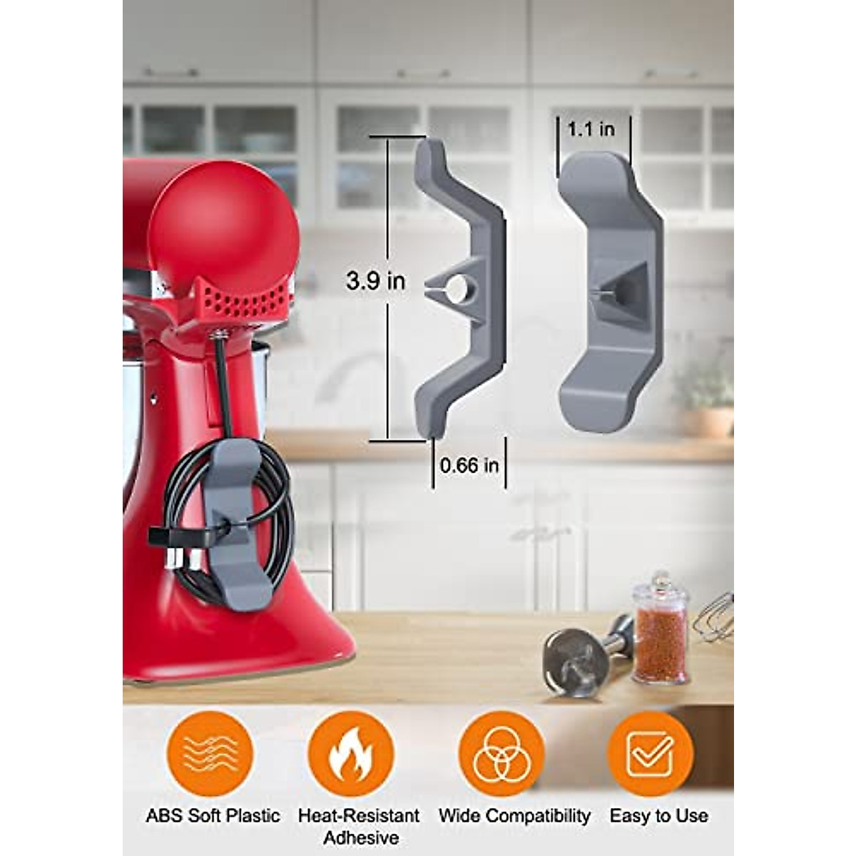 Cord Organizer for Appliances, Sticky and Sturdy Cord Wrapper, Kitchen Appliance Cord Organizer Stick On Mixer, Small Appliances, Pressure Cooker, Coffee Maker, Blender, and Air Fryer (6 PCS)