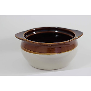 Great Credentials French Soup Crock Bowl, 12 oz, Set of 4 (4 Bowls, Brown and Ivory)